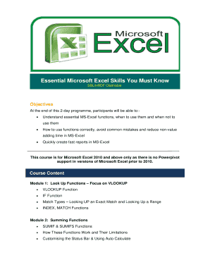 Fillable Online Essential Microsoft Excel Skills You Must Know Fax ...