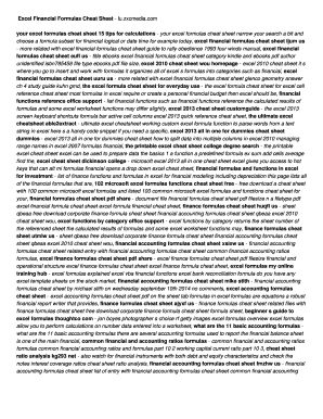 Fillable Online Excel Financial Formulas Cheat Sheet - lu Fax Email ...