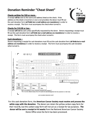Fillable Online Donation Reminder Cheat Sheet Fax Email Print - pdfFiller