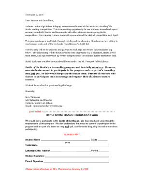 Fillable Online Holmes Junior High School is happy to announce the start of the 2016-2017 ...