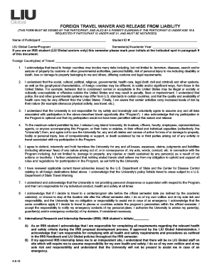 Fillable Online FOREIGN TRAVEL WAIVER AND Fax Email Print - pdfFiller