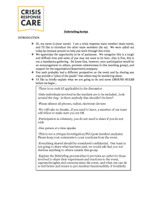 Fillable Online Debriefing Script Fax Email Print - pdfFiller