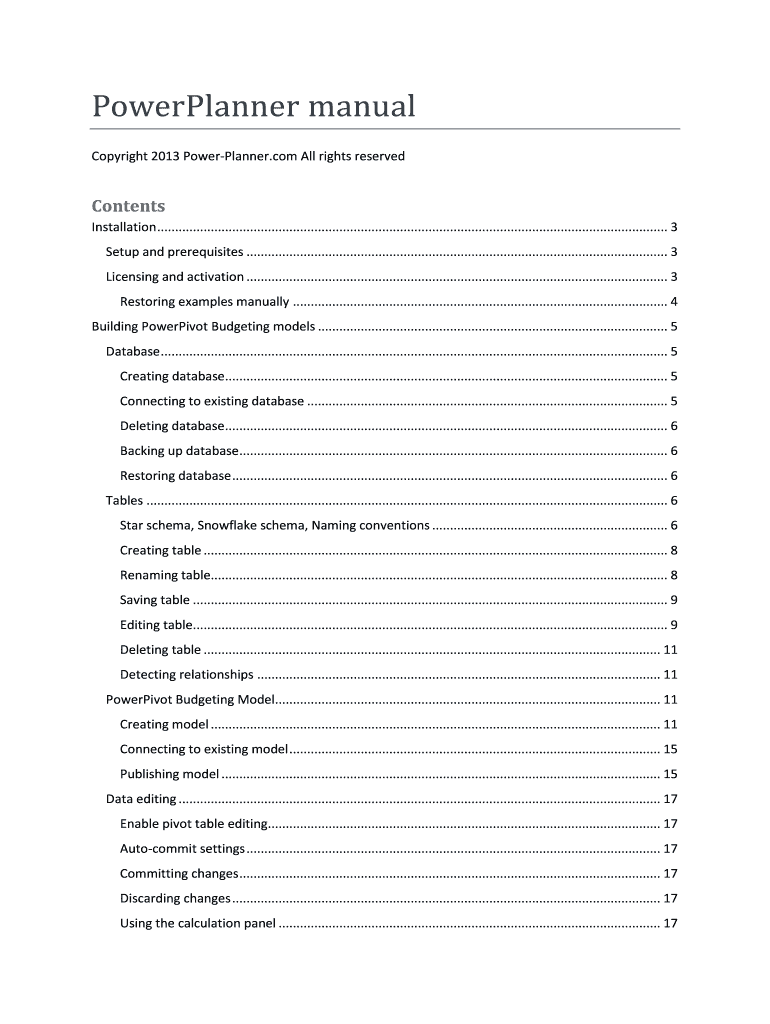 Fillable Online PowerPlanner manual Fax Email Print - pdfFiller