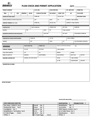 Fillable Online PLAN CHECK AND PERMIT APPLICATION Fax Email Print ...