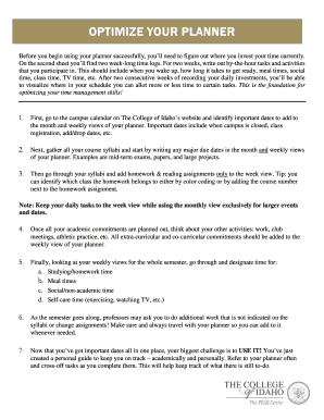 Fillable Online OPTIMIZE YOUR PLANNER Fax Email Print - pdfFiller