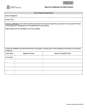 Fillable Online New Hire Justification for Staff Positions Fax Email Print - pdfFiller