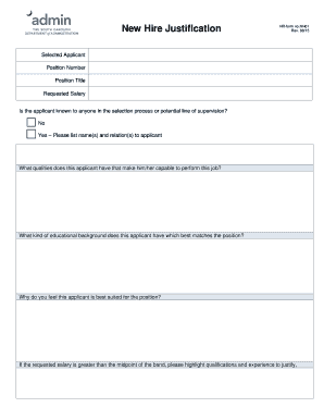 Fillable Online New Hire Justification Fax Email Print - pdfFiller