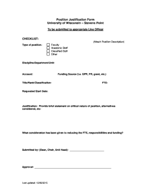Fillable Online Position Justification Form Fax Email Print - pdfFiller