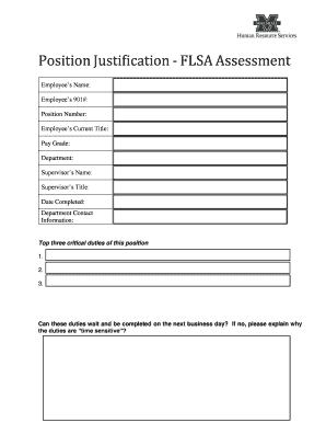Fillable Online Position Justification - FLSA Assessment Fax Email ...