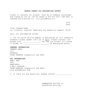 Fillable Online SAMPLE FORMAT CFL DESIGNATION LETTER Fax Email Print ...