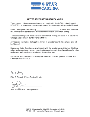 Fillable Online LETTER OF INTENT TO EMPLOY A MINOR Fax Email Print ...
