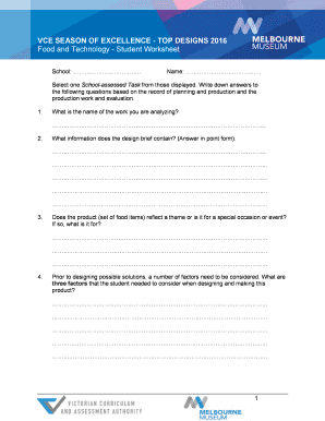 Fillable Online Food and Technology - Student Worksheet Fax Email Print ...