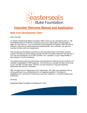 Fillable Online Volunteer Welcome Manual and Application Fax Email ...