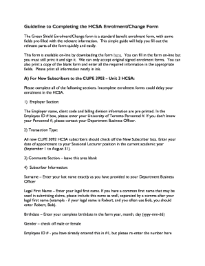 Fillable Online Guideline to Completing the HCSA Enrolment/Change Form ...