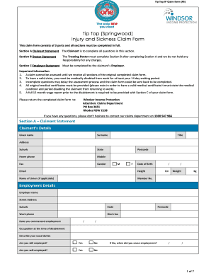 Fillable Online Tip Top IP Claim form (PS) Fax Email Print - pdfFiller