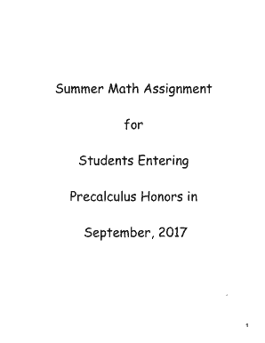 Fillable Online Summer Assignments / High School Summer Math ...