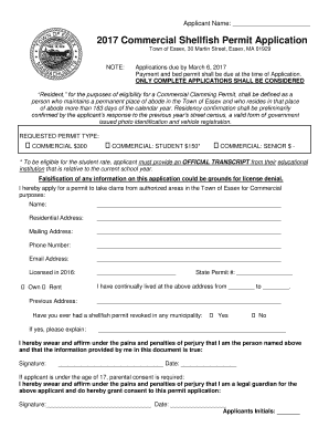 Fillable Online 2017 Commercial Shellfish Permit Application Fax Email ...