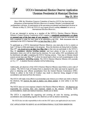 Fillable Online UCCA's International Election Observer Application Fax ...