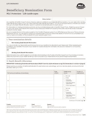 Fillable Online MLC Protection - Life inside super Fax Email Print ...