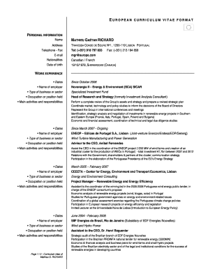 Euro Cv - Fill Online, Printable, Fillable, Blank | pdfFiller