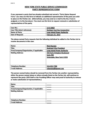 Fillable Online PARTY REPRESENTATIVE FORM Fax Email Print - pdfFiller