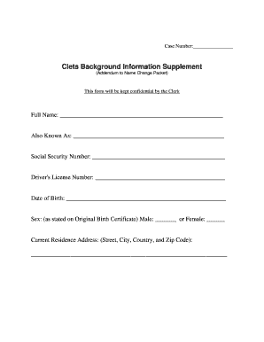 Fillable Online Clets Background Information Supplement Fax Email Print ...