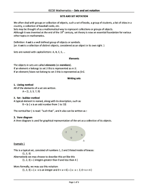 Fillable Online IGCSE Mathematics Sets and set notation Fax Email Print ...