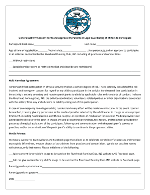 Fillable Online General Activity Consent Form and Approval by Parents ...