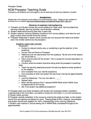 Fillable Online Preceptor Guides Fax Email Print - pdfFiller