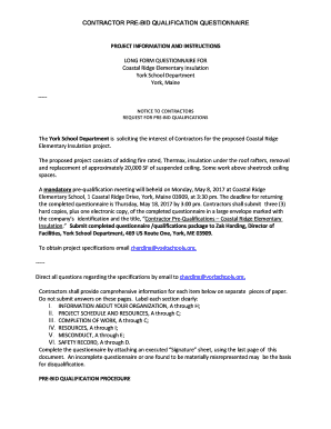 Fillable Online CONTRACTOR PRE-BID QUALIFICATION QUESTIONNAIRE Fax Email Print - pdfFiller