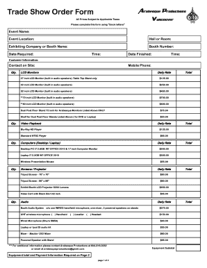 Fillable Online Trade Show Order Form Fax Email Print - pdfFiller