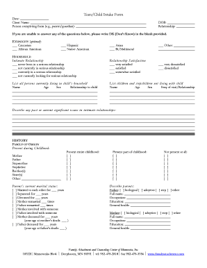 Fillable Online Teen/Child Intake Form Fax Email Print - pdfFiller