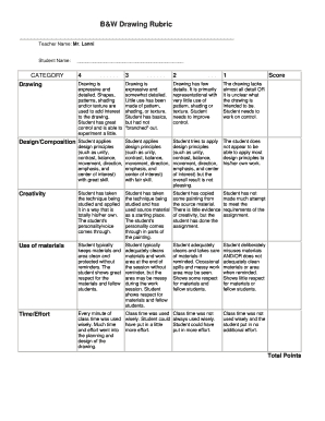 Fillable Online B&W Drawing Rubric Fax Email Print - pdfFiller