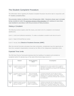 Fillable Online The Student Complaint Procedure Fax Email Print - pdfFiller