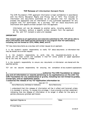Fillable Online TCF Release of Information Consent Form Fax Email Print ...