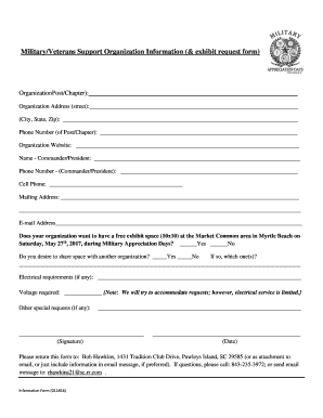 Fillable Online Military/Veterans Support Organization Information ...