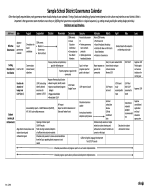Fillable Online Sample School District Governance Calendar Fax Email ...