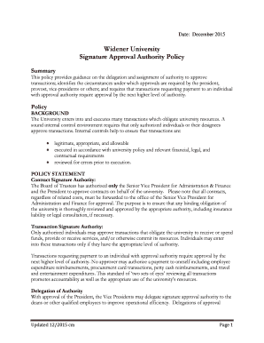 Fillable Online Signature Approval Authority Policy Fax Email Print ...