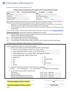 Fillable Online Occupational Health Program: Medical Questionnaire Form ...