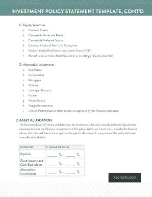 Fillable Online INVESTMENT POLICY STATEMENT TEMPLATE Fax Email Print ...