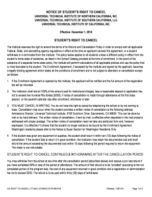 Fillable Online NOTICE OF STUDENTS RIGHT TO CANCEL Fax Email Print ...