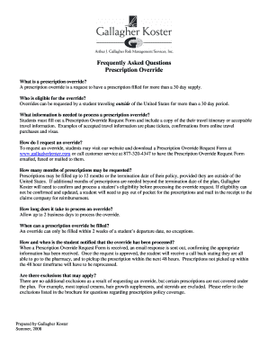 Fillable Online Prescription Override Fax Email Print - pdfFiller