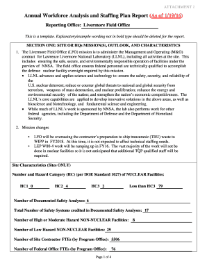 Fillable Online Annual Workforce Analysis and Staffing Plan Report (As ...