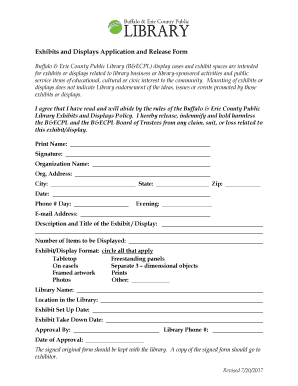 Fillable Online Exhibits and Displays Application and Release Form Fax ...
