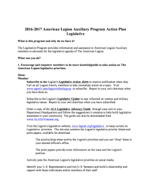 Fillable Online 2016-2017 American Legion Auxiliary Program Action Plan ...
