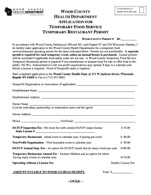 Fillable Online TEMPORARY RESTAURANT PERMIT Fax Email Print - pdfFiller