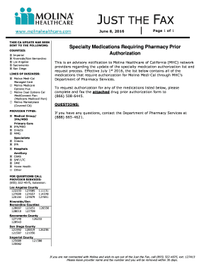 Fillable Online JUST THE FAX - Molina Healthcare Fax Email Print ...
