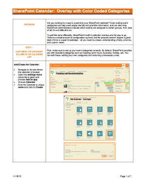 Fillable Online SharePoint Calendar: Overlay with Color Coded ...