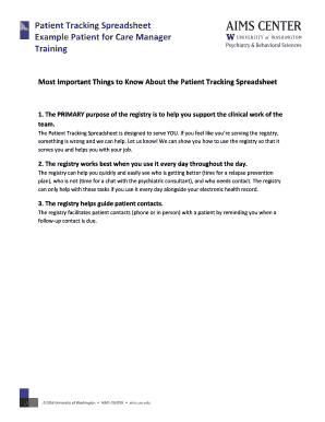 Fillable Online Patient Tracking Spreadsheet Fax Email Print - pdfFiller