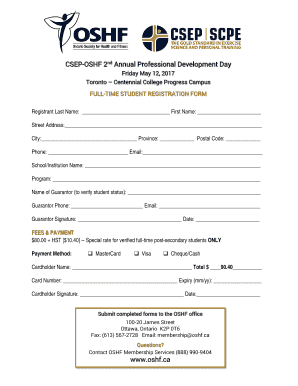 Fillable Online CSEP-OSHF 2nd Annual Professional Development Day Fax ...